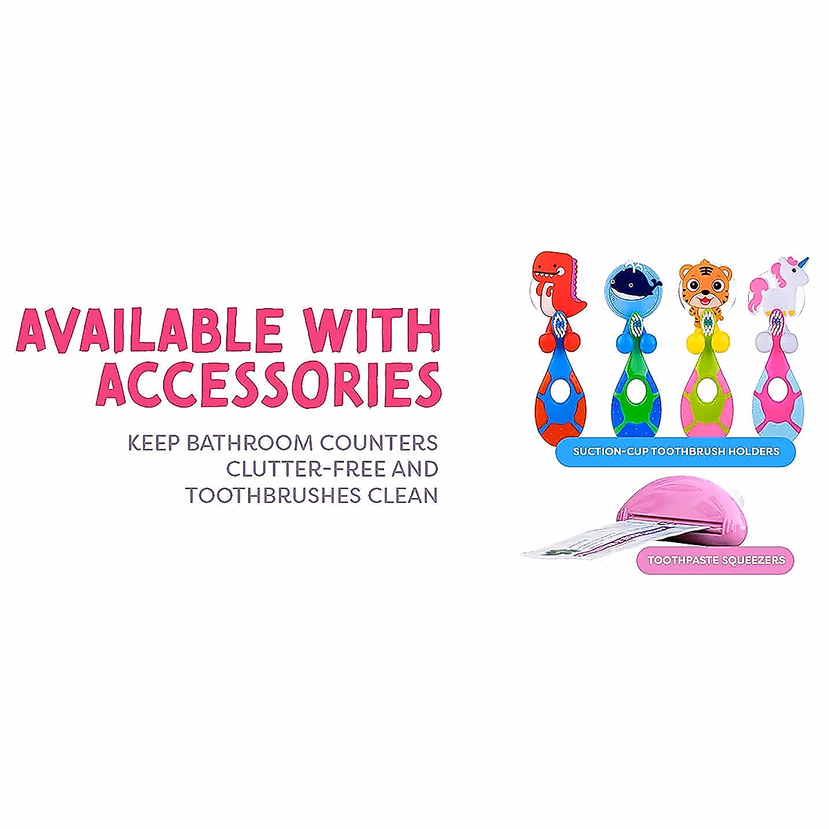 Farber Baby Toddler Toothbrushes Set – Infant Toothbrush 6 Pack with Compact, Soft Bristles and Easy Grip Handle Includes 2 Suction Cup Toothbrush Holders and Toothpaste Squeezer (Pink)