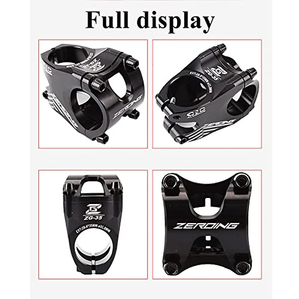 EVOSID Bicycle Handlebar Stem MTB CNC Power Short 35mm Mountain Bike Bridge 31.8 Pipe Cycling Stem Riser Table (Black)