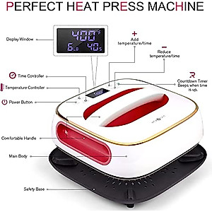 HTVRONT Heat Press Machine for T Shirts, 10"X10" Portable T Shirt Press Machine, Fast Heat-up Iron Press Heat Transfer Machine for Hat, Vinyl, Sublimation (Raspberry)