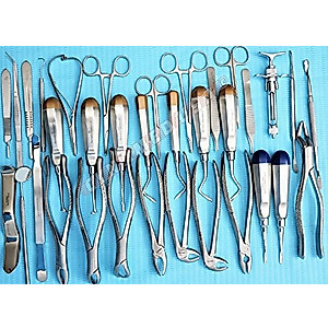 New German Stainless 74 PCS Oral Dental Extraction EXTRACTING Elevators Forceps