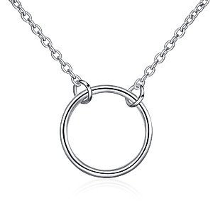 YFN Circle Necklace Sterling Silver Karma Pendant Necklace Open Circle Necklace for Women Jewelry