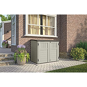 Suncast Horizontal Outdoor Storage Shed for Backyards and Patios 34 Cubic Feet Capacity for Garbage Cans, Tools and Garden Accessories, No Size, Vanilla