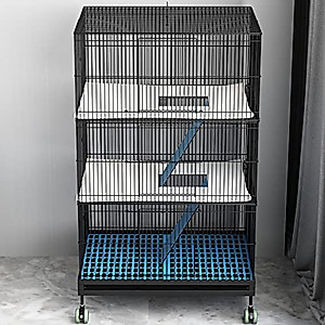 KINGBO 3-Tier Ferret Cage with 3 Front Doors, 23" × 17" × 39" Wire Cage, Animal Cage for Hamster, Rat, Chinchilla, Squirrel, Gerbil, Rabbit, Sugar Glider Cage with Wheels (Black)