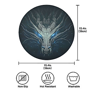 Kigai Round Placemats for Dining Table Set of 4, Grey Dragon Non-Slip Washable Table Mats Kitchen Heat Resistant Place Mats for Outdoor Indoor Table Decoration