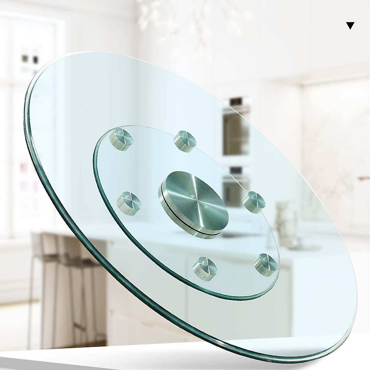 HYSOND Large Glass Lazy Susan Turntable Dining Table with Swivel Assist System Base Giratoria Turntable Organizer Round Tabletop Rotating Serving Tray, for Kitchen Dining/Parties/Wedding Φ110cm/44in