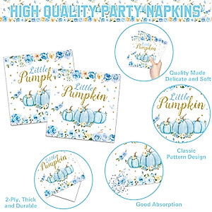 Little Pumpkin First Birthday Decorations - Little Pumpkin is Turning One Decorations Set Includes Plates, Napkins, Cups, Forks, Tablecloth, Banner fo Boy Pumpkin Birthday Decorations, Serves 24