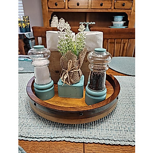 12 Inch Acacia Wood Lazy Susan Turntable for Table, Kitchen Turntable Organizer, 360 Degree Decorative Turntable for Countertop Cabinet or Centerpieces