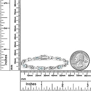 Gem Stone King 925 Sterling Silver Sky Blue Aquamarine Tennis Bracelet For Women (3.50 Cttw, Gemstone March Birthstone, Oval 6X4MM, 7 Inch)