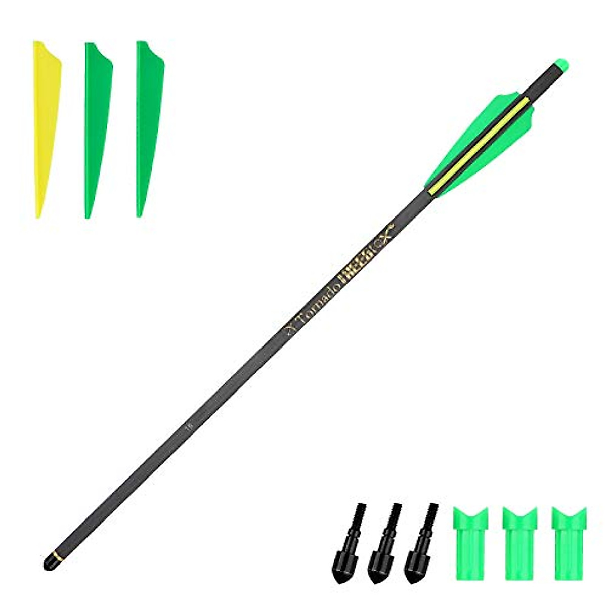 REEGOX Crossbow Bolts 16 inch Carbon Crossbow Arrows for Hunting and Target Practice with Moon nocks and Field Tips (6 Pack) (16)