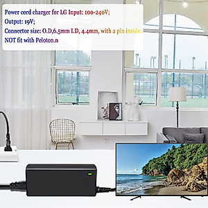 TYZEST 19V Ac Adapter for LG Electronics 19'' 20'' 22'' 23'' 24'' 27'' LED LCD Monitor LED LCD HDTV Widescreen Flatron IPS236V IPS236-PN E2750VR-SN Replacement Power Supply Charger Cord 9.84 FT