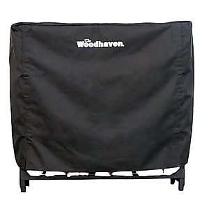 Woodhaven 5 Foot Waterproof Full Cover - Covers 1/4 Cord Plus Woodhaven Outdoor Firewood Rack - Reinforced Vinyl With Velcro Straps - Keeps Logs Dry (Black)