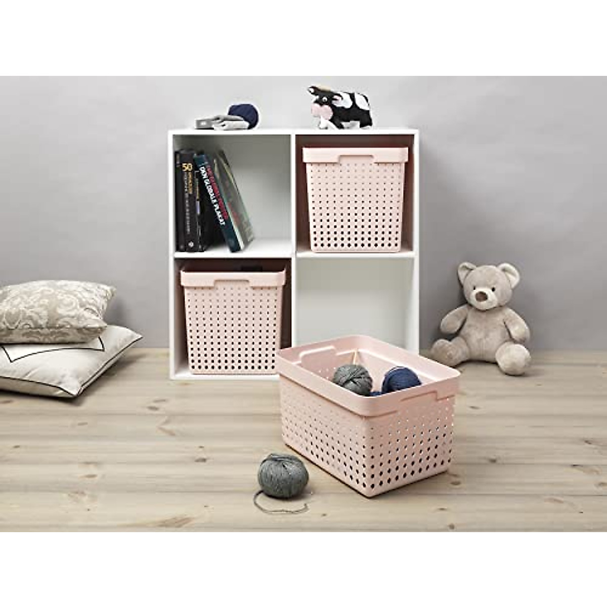 Room Copenhagen, Seoul Basket 5-Pack – Premium Storage Ventilated Nesting Baskets for Groceries, Cleaning, Toys, and More – Small, White