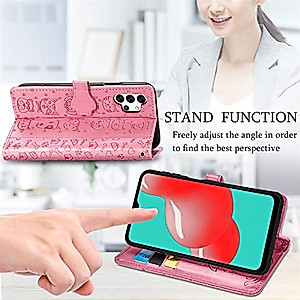 ONV Wallet Case for Oppo Realme 7 Pro - Adjustable Strap Sparkly Animal Leather Folio Cover Card Holder Anti-Shock Stand Magnet Flip Case for Oppo Realme 7 Pro [MG] -Pink