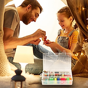 Bluedale 15 Grids Clear Craft Organizer Storage Box, Plastic Bead Container Organizers with Adjustable Dividers, Compartment Organizer Box for Art DIY, Jewelry, Earring, Screw, Small Parts