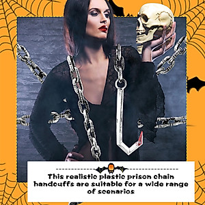 2 Pack Halloween Plastic Chain Props Halloween Fake Chain with Hook Halloween Chains Prop for Halloween Costume Party Prisoner Haunted Home Decoration