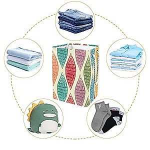 Waterproof Laundry Baskets Tall Sturdy Foldable Abstract Hand Drawn Colorful Spindle Print Hamper for Adult Kids Teen Boys Girls in Bedrooms Bathroom