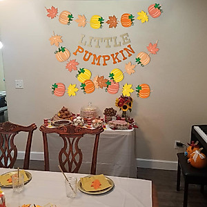 8 pack Fall Pumpkin Maple Leaf Hanging Banners,Little Pumpkin Baby Shower Decorations Fall Birthday Party Hanging Swirls,Autumn Thanksgiving Hanging Decorations for Classroom Home Party Supplies