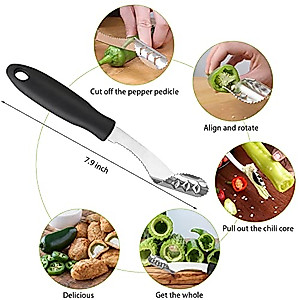 Openfly Vegetable Corer Tool, 6 Pcs Stainless Steel Fruit and Vegetable Corer Jalapeno Pepper Corer Tools Corer and Pitter Tomato Corer Remover Cherry Pitter Zucchini Corer to Remove Seeds