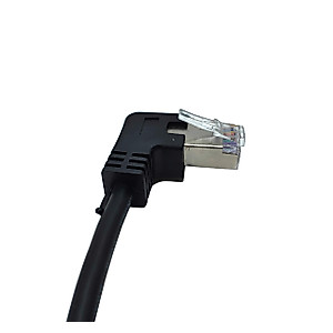 Qaoquda CAT6 Network Extension Cable,90 Degree RJ45 A Male to A Female Screw Panel Mount Extension Cable,Support Ethernet Cat 5e/Cat 6-10 inch (Right)