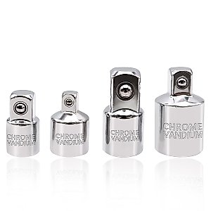 Dianrui 4PCS Sliver Socket Adapter Set,1/4" x 3/8", 3/8" x 1/4", 3/8" x 1/2", 1/2" x 3/8" Square Ratchet Socket Adapter/Reducer Converter Sets Kit For Car and Construction Work K-009