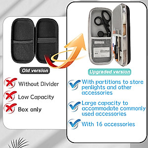 FWUNYVN 16 Pcs Stethoscope Case Kits, Stethoscope Case with Supplies Include 2 Pcs Rechargeable LED Pen Lights, Nurse Scissors, Nurse Pens, Bandage Wraps, Nurse Accessories, Perfect Nurse Gifts(Black)