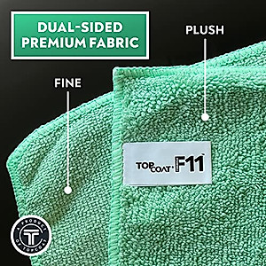 TopCoat Mycro Premium Detail Microfiber Towel 16x16-350GSM Medium-Density, High-Fiber Microfiber Cloth for Detailing and Polishing - Green Microfiber Cleaning Cloths (6-Pack)