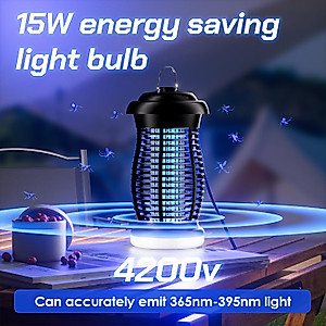 Bug Zapper,Bug Zapper Outdoor,4200V Plug in Mosquito Zapper with LED Light,Fly Trap for Indoor&Outdoor Waterproof Mosquito Killer,Electric Fly Traps