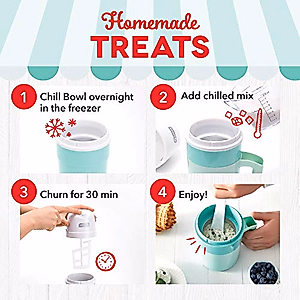 DASH My Pint Electric Ice Cream Maker Machine, 0.4qt - Aqua & DMW001WH Machine for Individual, Paninis, Hash Browns, & other Mini waffle maker, 4 inch, White