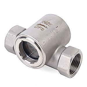 Water Flow Indicator, Stainless Steel 1" NPT Female Thread Sight Flow Indicator with Plastic Impeller