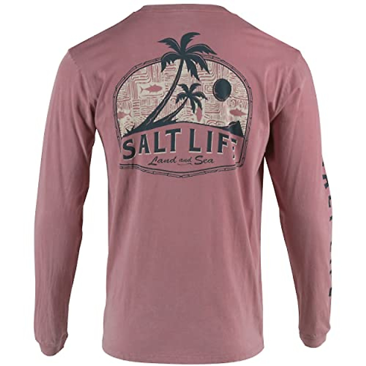 Salt Life Land and Sea Long Sleeve Classic Fit Shirt, Dark Mauve, Large