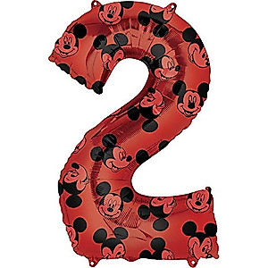 Mayflower 33" Anagram Number 2 Red Mickey Mouse Foil Balloon, Multicolor