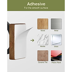 Josmimic Wall Hooks for Hanging Towel - Black Rustic Wood Coat Hook,4 Pack Hooks Wall Mounted for Towel, Coat, Cloth, Purse, Hat, Key, Decorative Bathroom Shower Kitchen