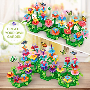 SpringFlower Toys for Girls 3 4 5 6 7 Years Old, Flower Garden Building Kit with Storage case,Educational STEM Toy and Preschool Garden Play Set for Toddlers, 148pcs
