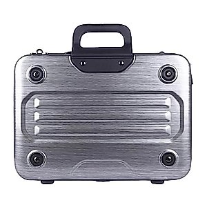 Metal Briefcase Tote Computer Case Bag Business Slim Shoulder Documentation Office Lawyer Briefcase (Color: Silver) (Color : Silver, Size : 13.3in)