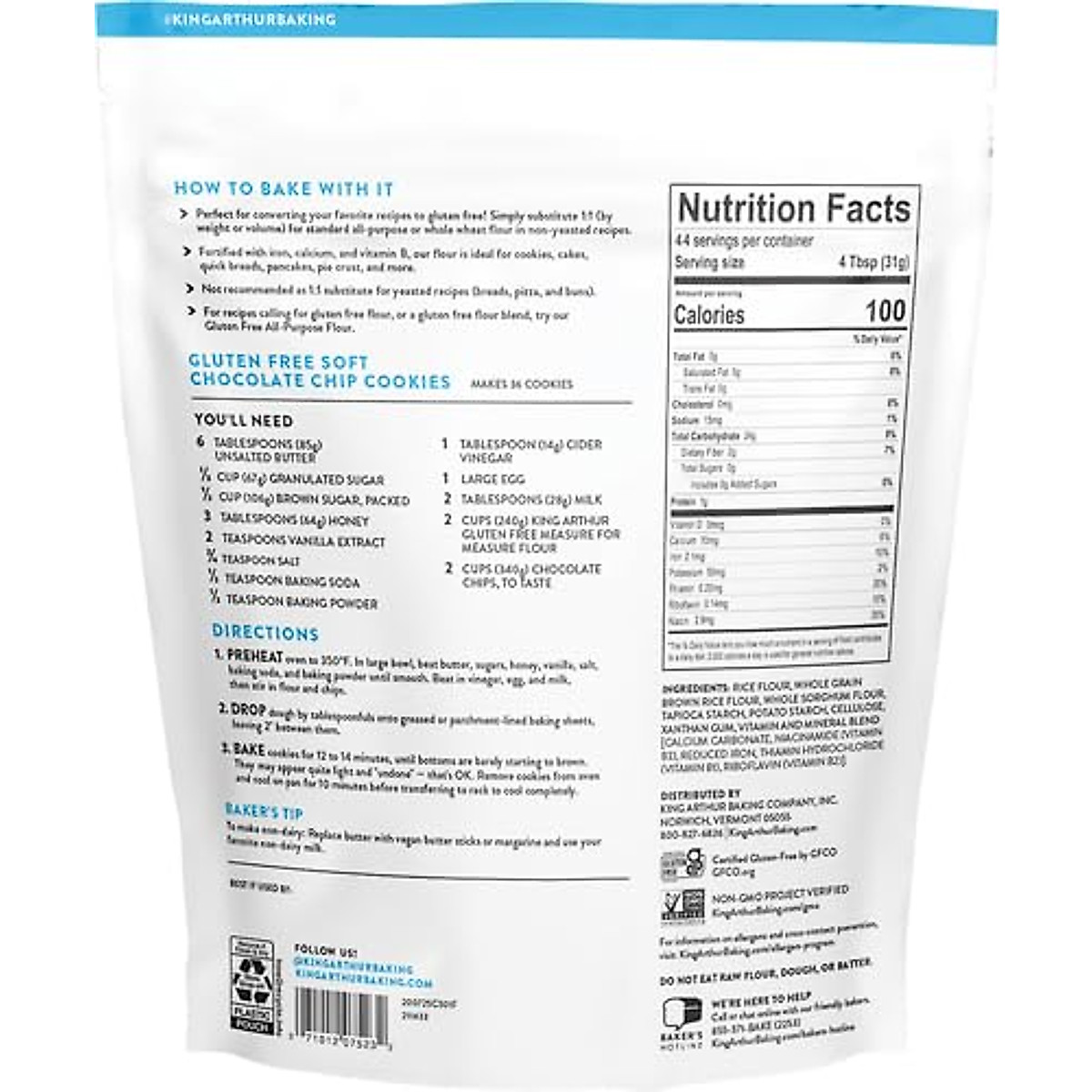 King Arthur, Measure for Measure Flour, Certified Gluten-Free, Non-GMO Project Verified, Certified Kosher, 3 Pounds, Packaging May Vary