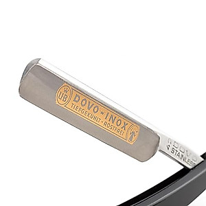 DOVO 3/8 Inox Shave Ready Stainless Steel Straight Razor, Black