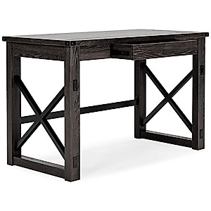 Signature Design by Ashley Freedan Rustic Farmhouse Home Office Desk, Dark Gray