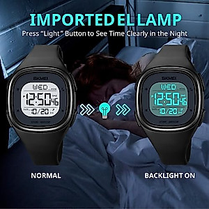 CakCity Mens Womens Digital Watch Black Waterproof Digital Watches for Women Stopwatch Wrist Watch Square Face Sport Watch for Unisex