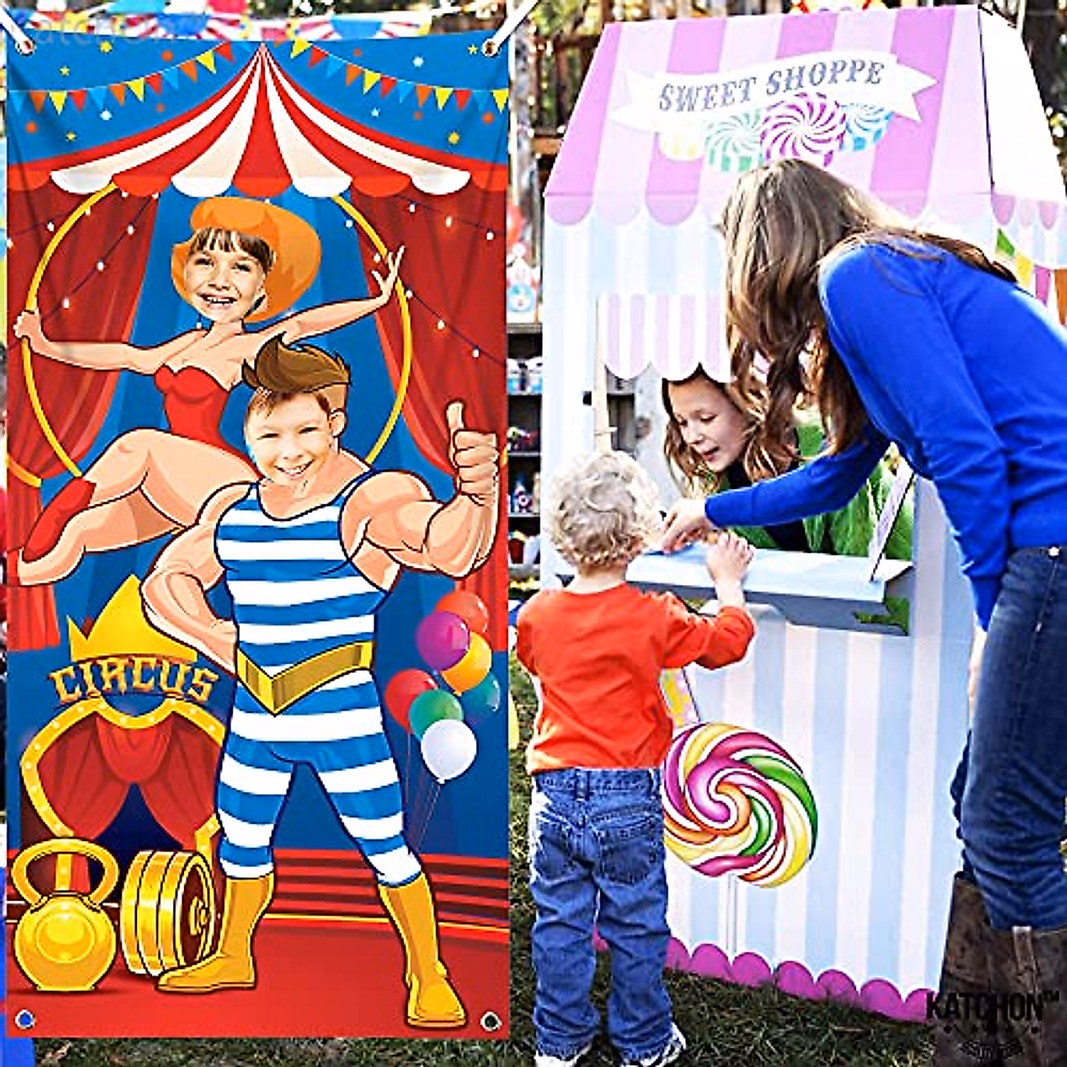 KatchOn, Carnival Photo Booth Backdrop - Large,72x36 Inch | Carnival Decorations for Event | Carnival Photo Door Banner for Carnival Theme Party Decorations | Carnival Backdrop, Mardi Gras Decorations