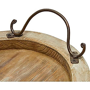 Oval Coffee Table Serving Tray, Wood Farmhouse Decor (15.75 x 10.8 x 1.25 Inches)