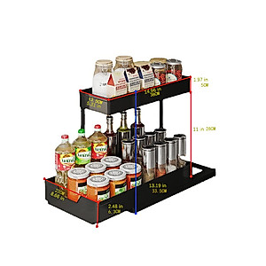Under Sink Organizers 2-Tier, Bathroom/Kitchen Cabinet Basket Organizer Storage with Hooks Widely Use for Kitchen Spices/Under Sink/Bathroom