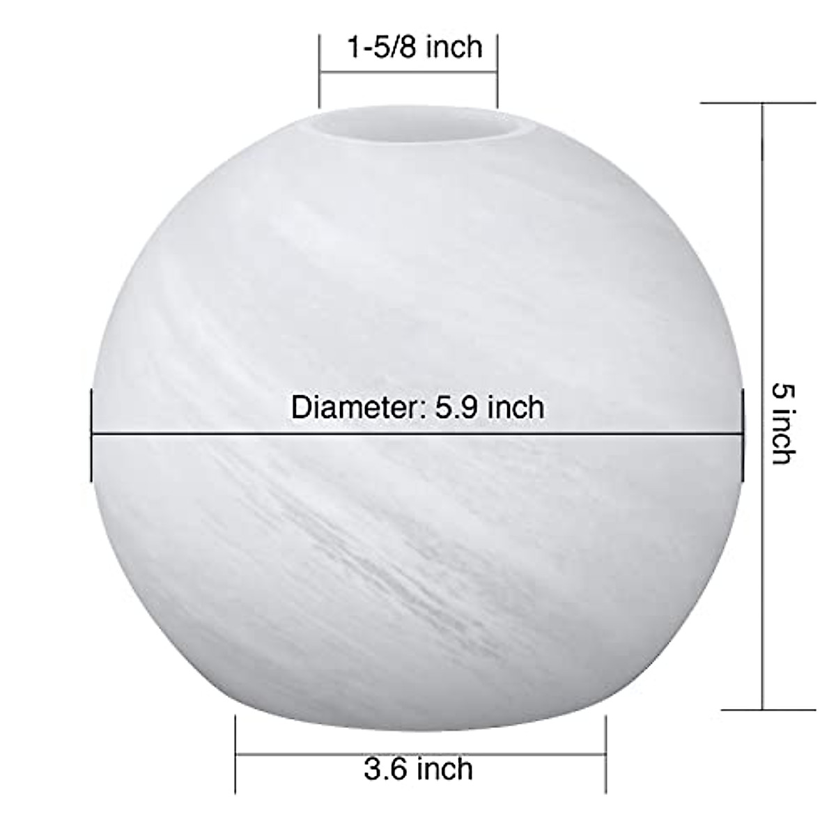 LARTEEN 3 Pack Alabaster White Glass Lamp Shade Cover Replacement for Lighting Fixture, 5.9" Diameter Round Globe Shade for Chandelier Pendant Light Wall Sconce, 1-5/8 inch Fitter Opening