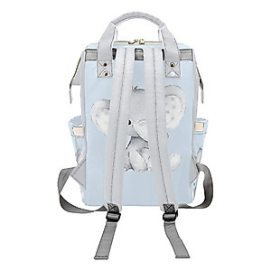 Yeshop Cute Little Elephant Blue Personalized Diaper Bag Backpack Tote with Name,Custom Travel Nappy Mommy Bag Backpack