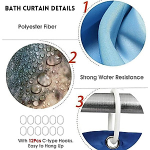 Teunix 4 Pcs Christmas Shower Curtain Set with Non-Slip Rugs, Toilet Lid Cover and Bath Mat, Christmas Decor for Bathroom, Christmas Bathroom Home Decorations with Hooks 71'' x 71'' (White)