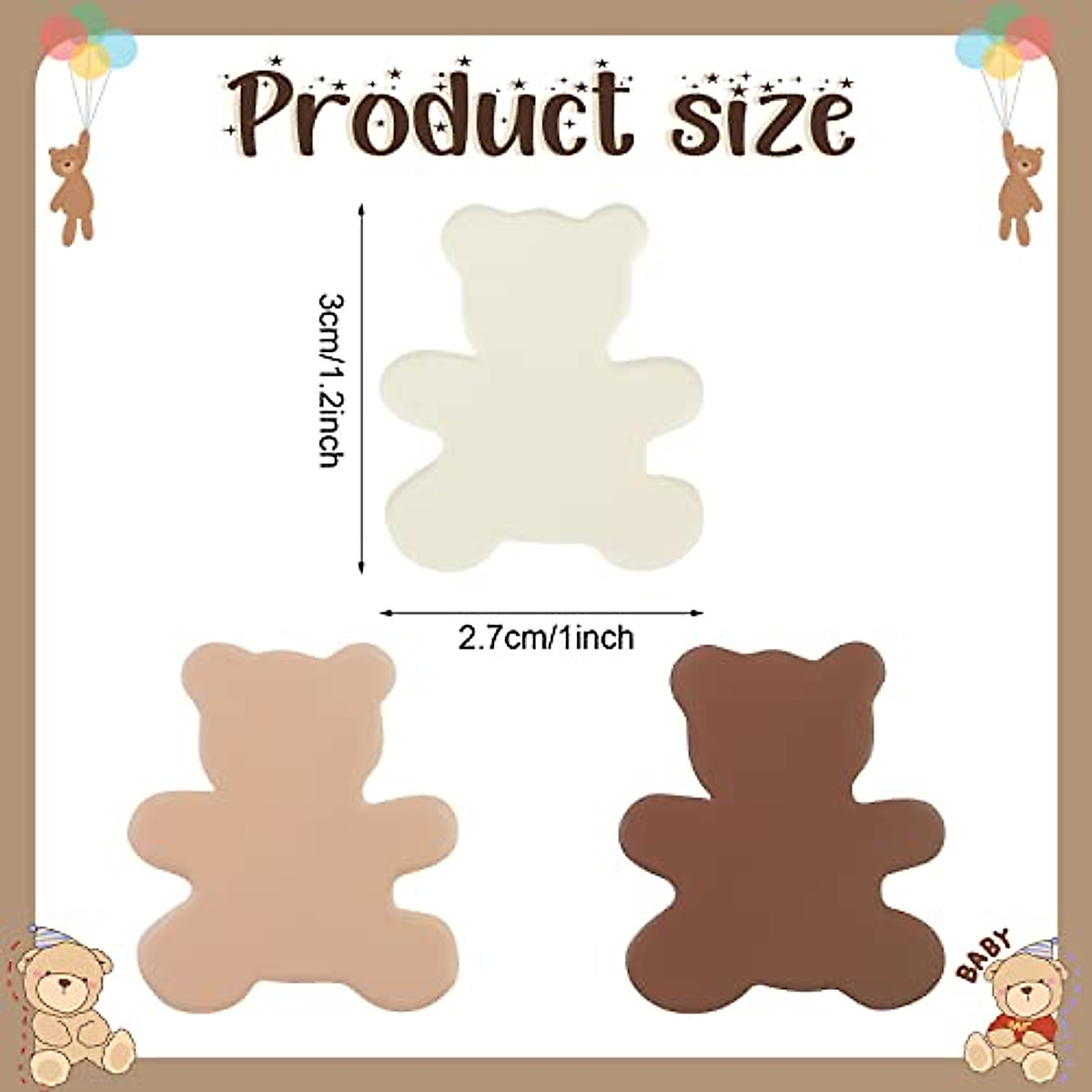 500 Pieces Bear Shaped Confetti Baby Shower Cream Brown Paper Confetti Sprinkles Bear Table Confetti for Boy Girl Home Party Table Decorations (1.2 Inch, Solid Style)