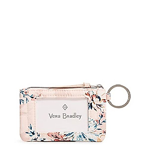 Vera Bradley Women's Performance Twill Zip ID Case Wallet, Peach Blossom Bouquet, One Size