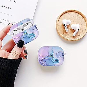 OLEBAND Airpods Pro 2 Case 2022 with Marble Pattern,Hard Flexible Protective and Anti-Slip Cover for Apple Air pod Pro 2nd Generation Case,iPods pro 2 case for Women and Girls,Watercolor Marble