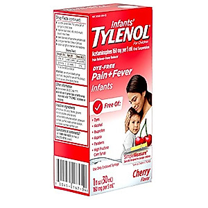 Infants' Tylenol Acetaminophen Medicine, Pain & Fever Relief, Dye-Free Cherry, 1 fl. oz