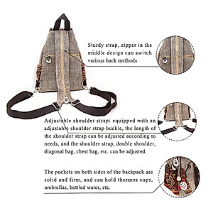 HUANGGUOSHU Backpacks For Women Sling Backpack Casual Canvas Backpack Convertible For Girl Boho Hand-Woven Exquisite Knitting Backpack With Lots Of Pockets Gift For Young Adult Women