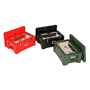 FORCOOK Top-Load Insulated Food Pan Carrier Food Warmer Box Hot Boxes for Catering Keep Food Hot Or Cold with Three Third-Size 18/8 Stainless Steel Leak-Proof Hotel Pans